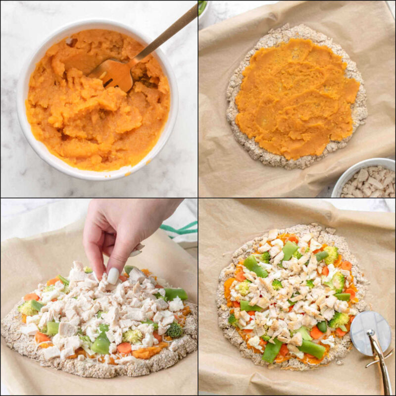 Homemade Pizza for Dogs with Chicken and Vegetables