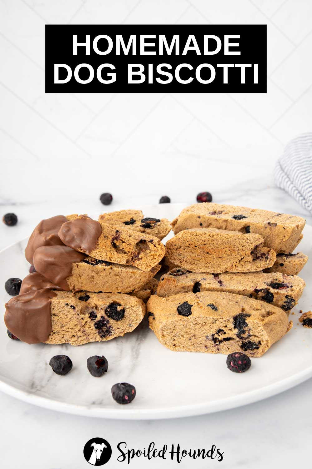 Banana Peanut Butter and Blueberry Dog Biscotti Recipe - Spoiled Hounds
